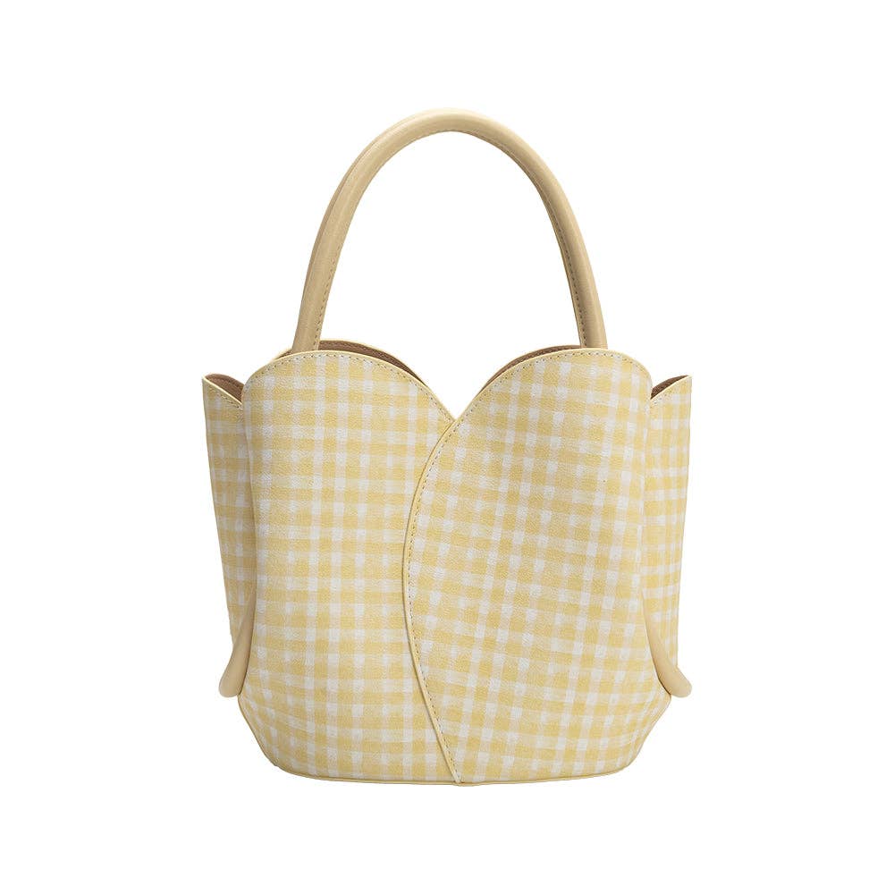Gingham Tulip Top Handle Bag – Blush by CVDesigns