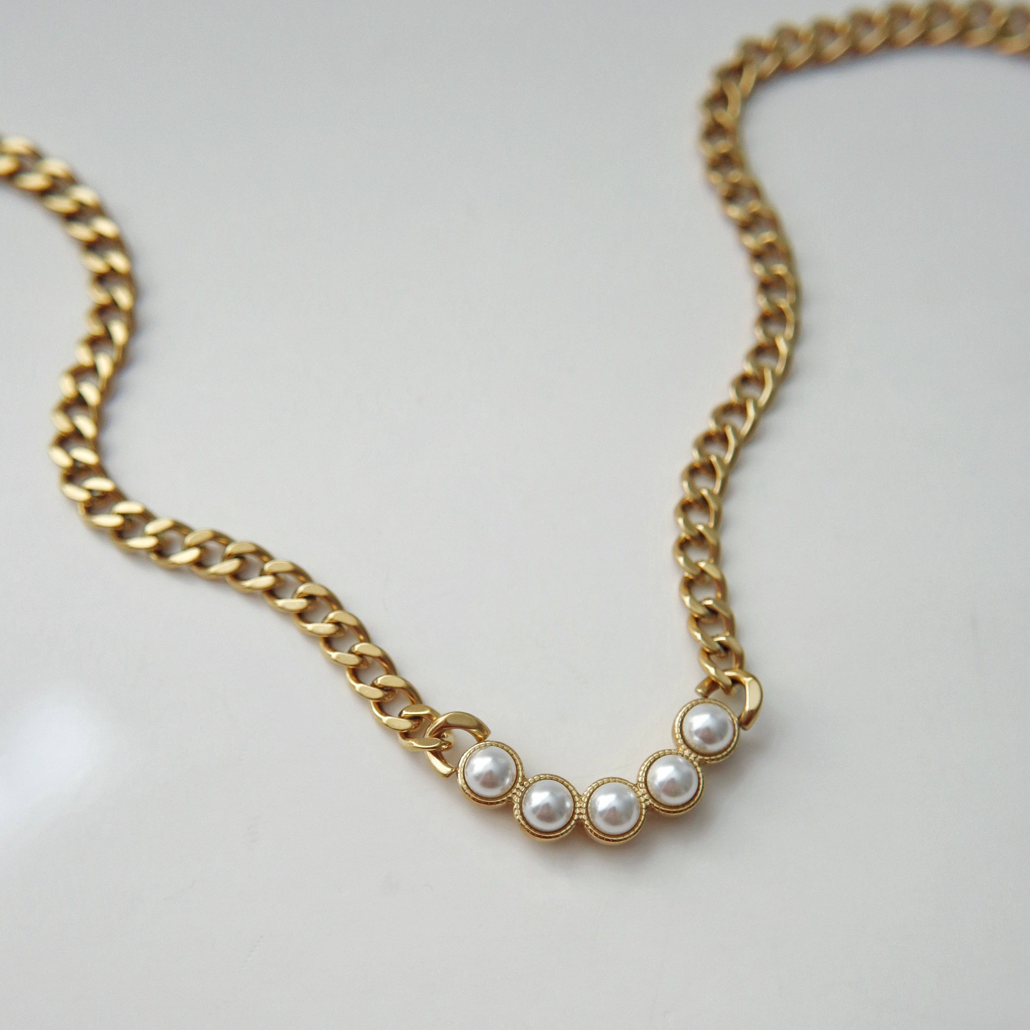 Delphine Pearl Cuban Necklace – Blush by CVDesigns