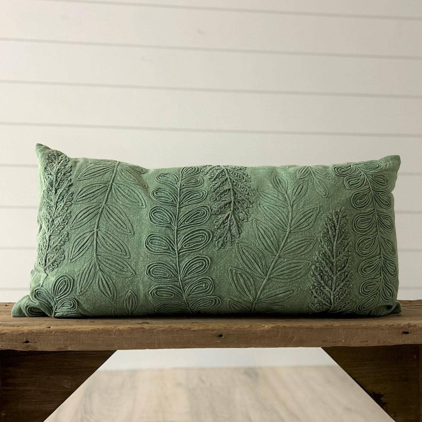 Woodland Stonewash Leaf Pillow – Blush by CVDesigns