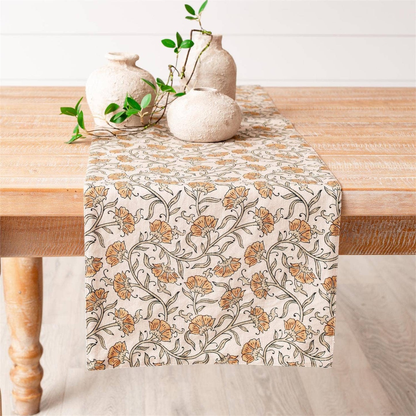 Dandelion Block Print Runner – Blush by CVDesigns